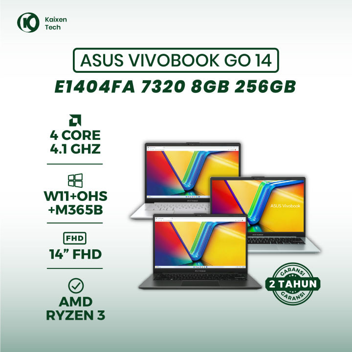 Laptop ASUS Vivobook GO 14 E1404FA AMD Ryzen 3 7320 RAM 8GB SSD 256GB ...