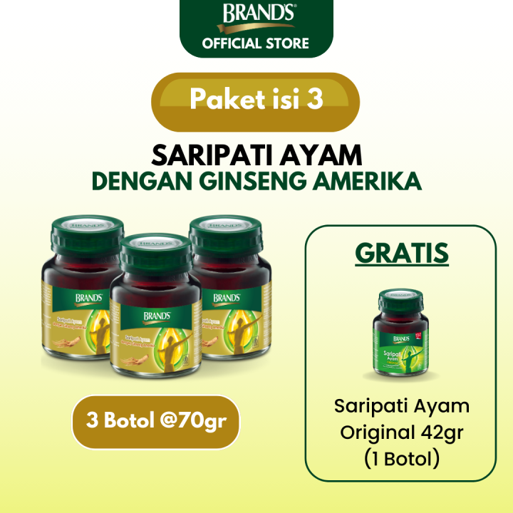 [Paket Isi 3] BRAND'S Saripati Ayam dengan Cordyceps 70 Gr - 3 Botol ...