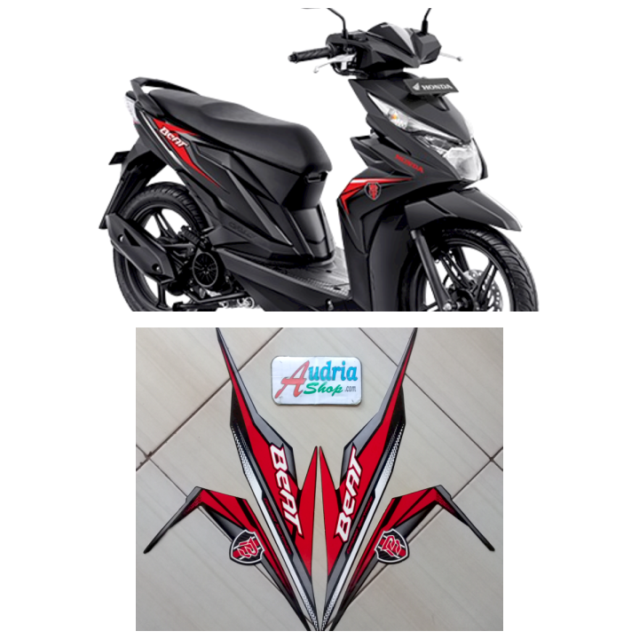 Stiker Striping Motor Honda Beat fi cw 2019 full hitam-merah | Lazada ...