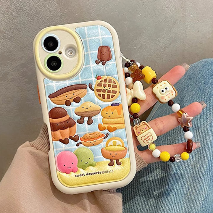 Jellycat Luxury Leather Bread Cake Phone Case with Chain For Iphone 16 ...