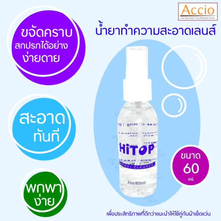 Hitop น้ำยาทำความสะอาดเลนส์ น้ำยาเช็ดแว่น ขนาด 60 ml. น้ำยาอเนกประสงค์ ...