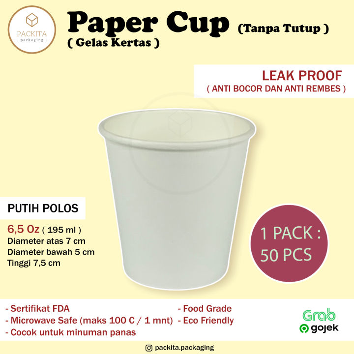 Paper Hot Cup / Gelas Kertas Tahan Panas Polos 6.5 Oz 195ml (50 pcs) | Lazada Indonesia
