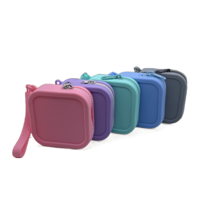 GHFT อินส์ กระเป๋าใส่เหรียญซิลิโคนทรงสี่เหลี่ยม สีทึบทึบ มินิมินิ ถุง ...