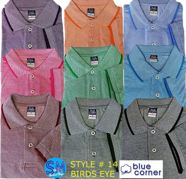 BLUE CORNER POLO SHIRT PLAIN WITH COLLAR FOR MEN AND WOMEN BIRDS EYE ...