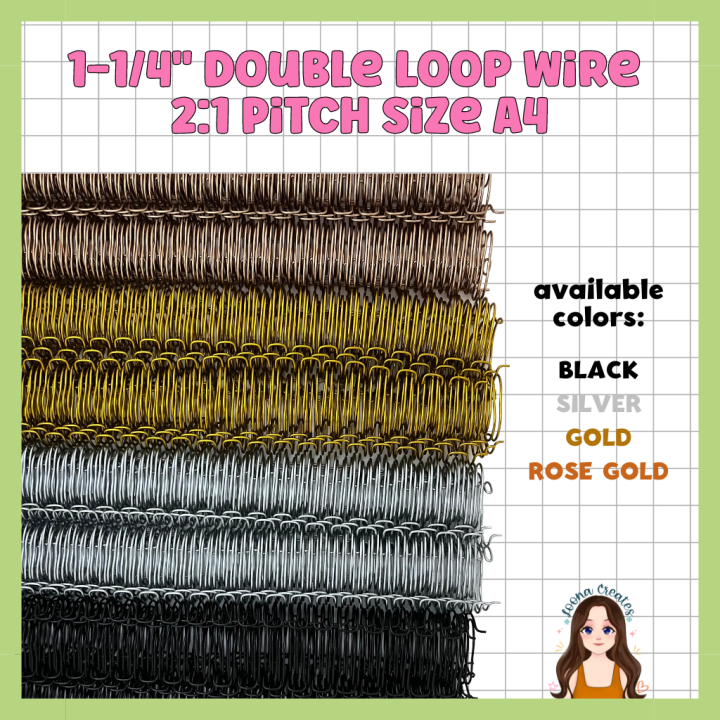 1-1/4" Double Loop Binding Wires For Cinch 2:1 Pitch, A4 Size 23 Loops ...