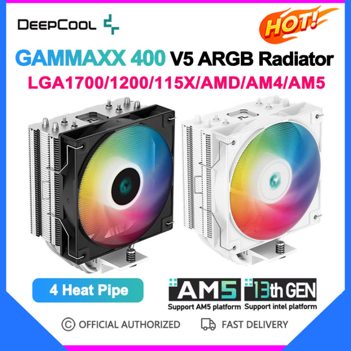DEEPCOOL GAMMAXX 400 AG400 V5 ARGB 4 Heat Pipe CPU Cooler PWM Case Fan ...