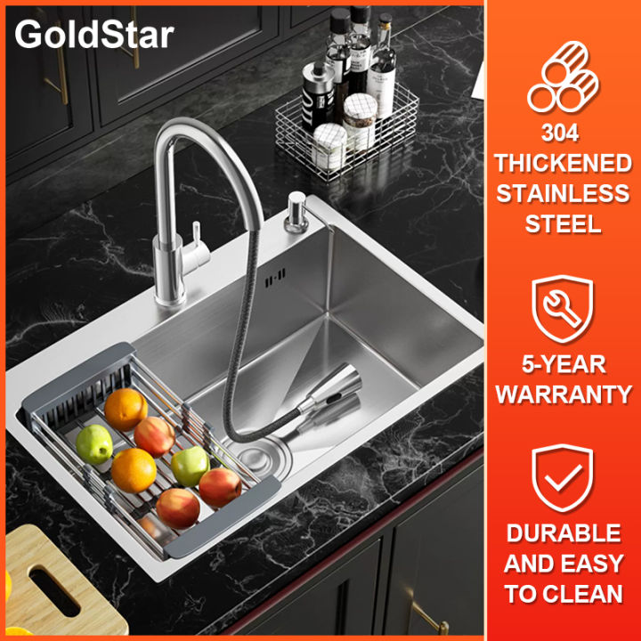 Goldstar 304 kitchen sink stainless steel sink double groove vegetable ...