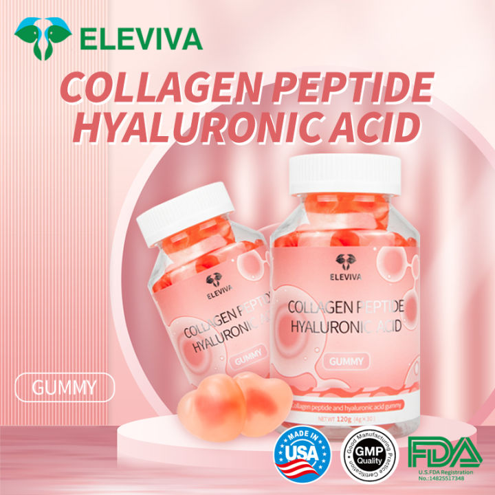 ELEVIVA Glutathione With Collagen gummy Peptide Hyaluronic acid gummy Glow Anti-Aging Slimming ...