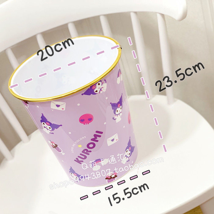 Japanese cute Kuromi Cinnamoroll trash can bedroom bedroom round trash ...