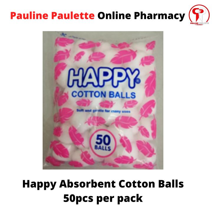 Happy Absorbent Cotton Balls 50pcs per pack | Lazada PH