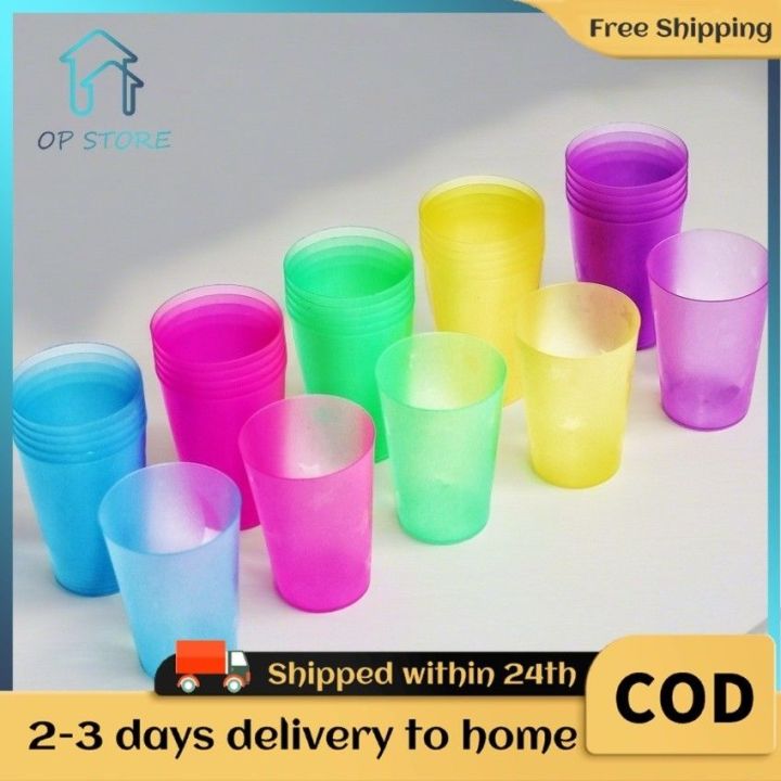 6Pcs Reusable Baso Neon Plastic Cup Dining Cute Party Drinking Cups ...