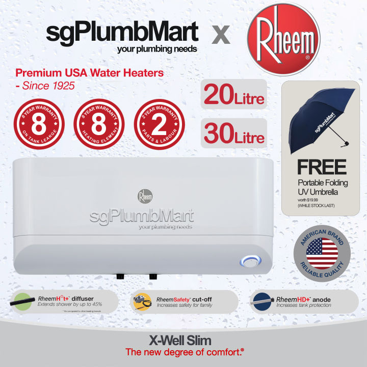 sgPlumbMart x Rheem Xwell Slim Storage Heater XS20 XS30 Slim 20 litres ...