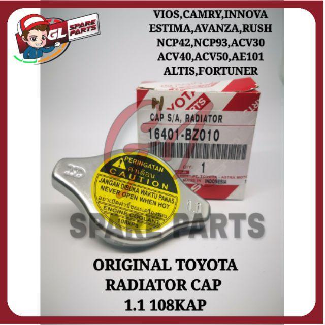RADIATOR CAP 108KPA ORIGINAL TOYOTA VIOS NCP42,NCP93 NCP150 CAMRY ACV30,ACV40,ACV50 AE101,INNOVA ...