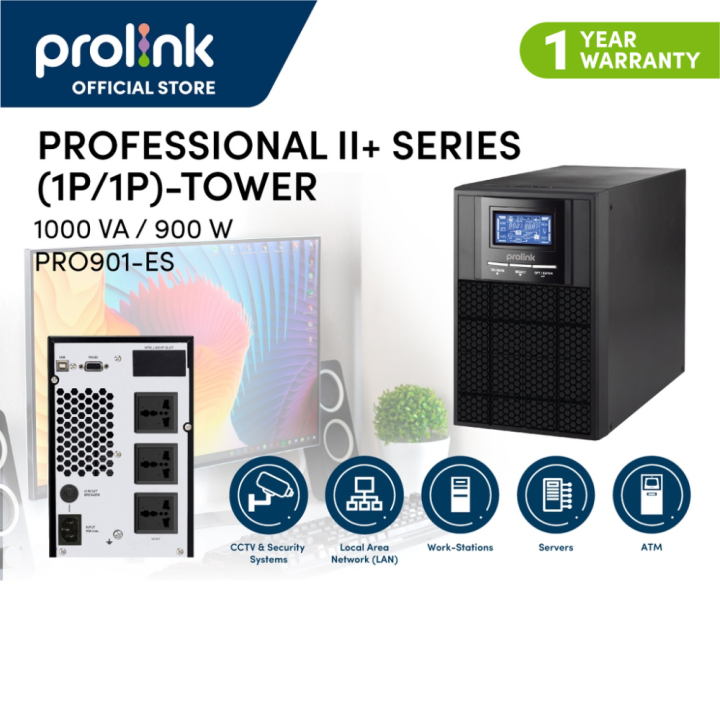 Prolink PRO901ES 1000VA / 900W Pure Sine Wave ,Online UPS Power Backup ...