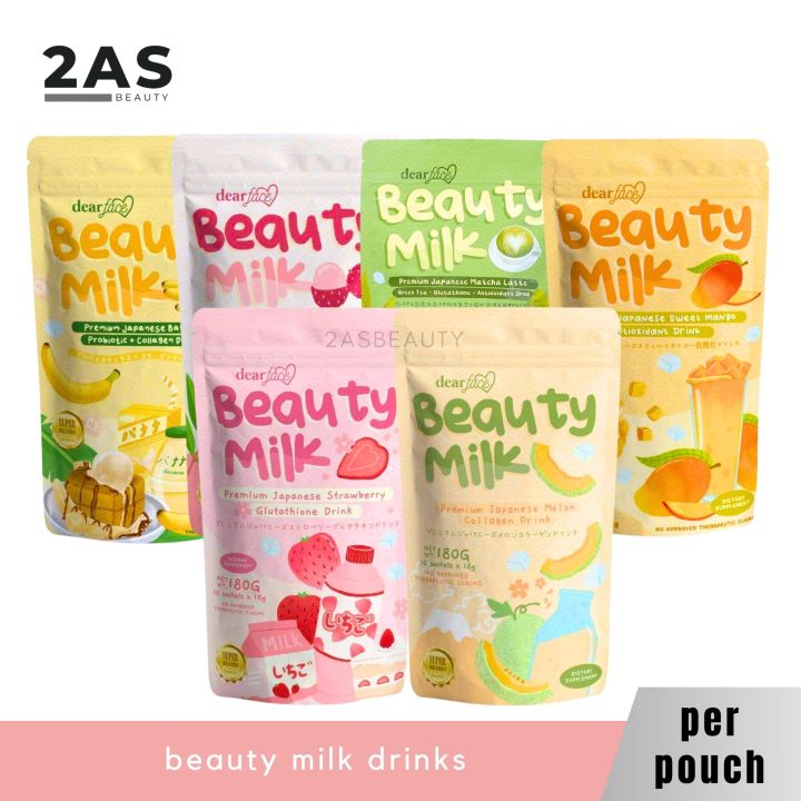 Dear Face Beauty Milk (10 Sachet) | Melon | Strawberry Ichigo | Lychee ...