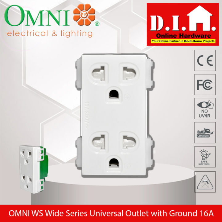 Do-it-Home OMNI WS Wide Series Universal Outlet with Ground 16A Model ...