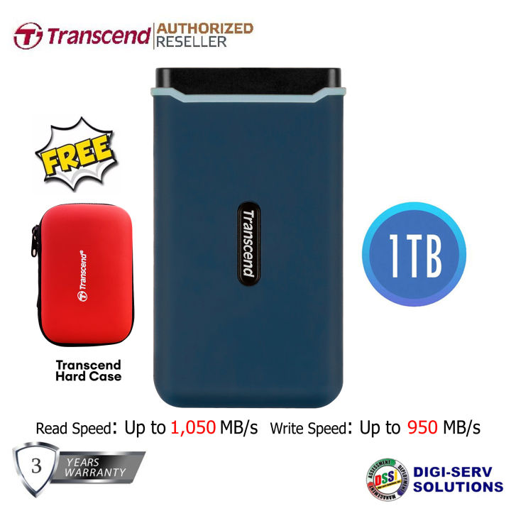 Transcend 1TB ESD370C Portable SSD (Navy Blue) TS1TESD370C, 3D NAND ...