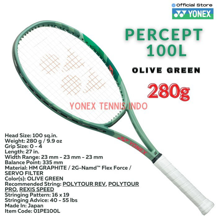 Yonex PERCEPT 100L - 280 gram Olive Green - racket tennis | Lazada ...