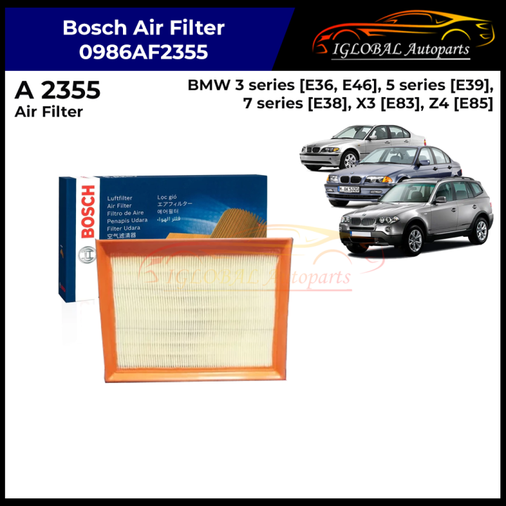 Bosch 0986AF2355 A2355 Air Filter for BMW 3 series [E36, E46], 5 series ...