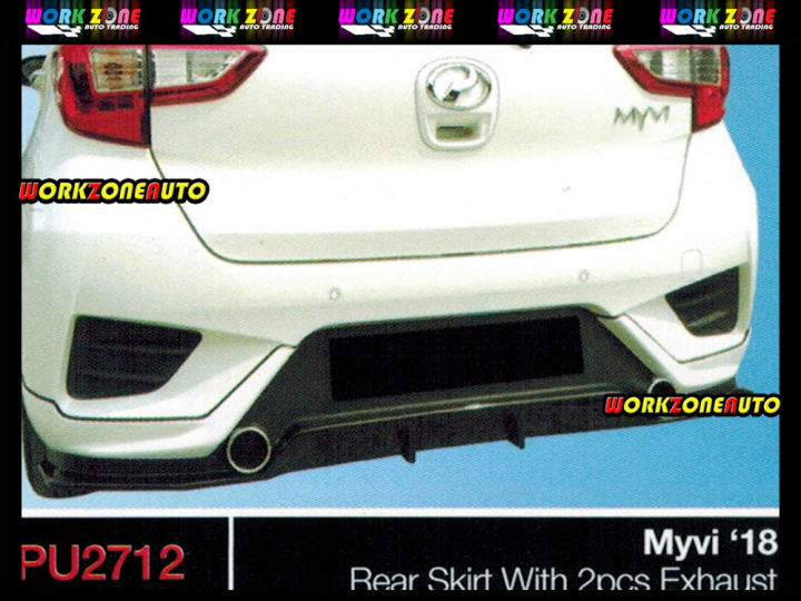 PU2712 Perodua Myvi 2018 PU Rear Diffuser With 2 Piece Exhaust Body kit ...
