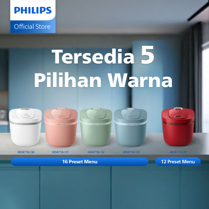 Philips Digital Rice Cooker Penanak Nasi 1.8 L - 3000 Digital Series HD4716 - 16 Menu Masak ...