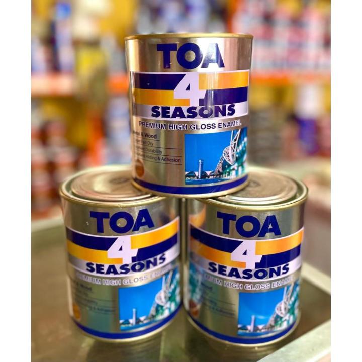 TOA 4 SEASONS PREMIUM HIGH GLOSS ENAMEL 0,9 Liter CAT KAYU DAN BESI ...