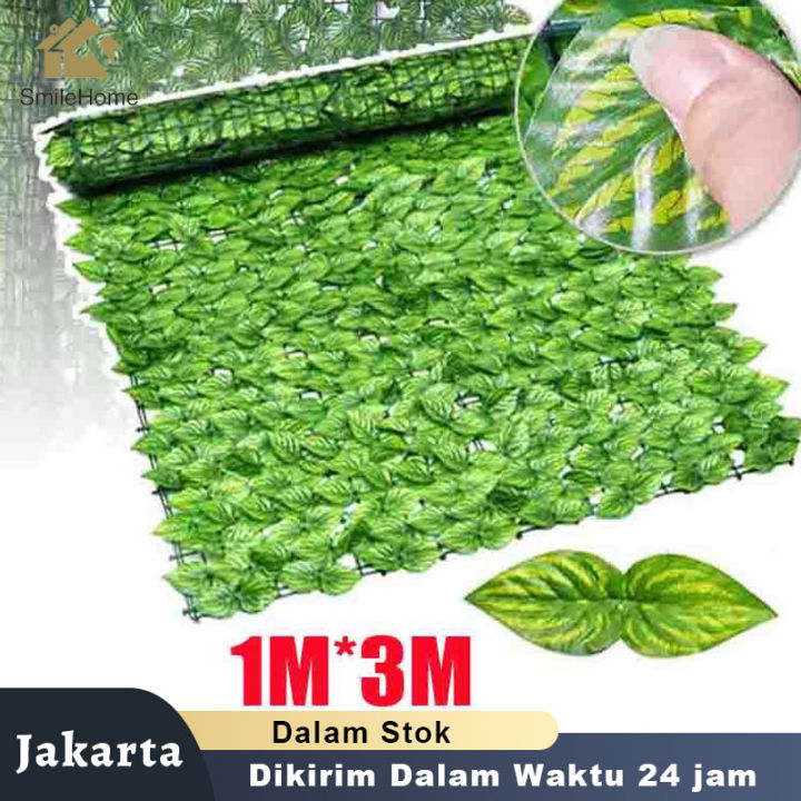 Daun Rambat Sintetis 1M*3M Rumput Buatan Plastik Dinding Rumput Buatan ...