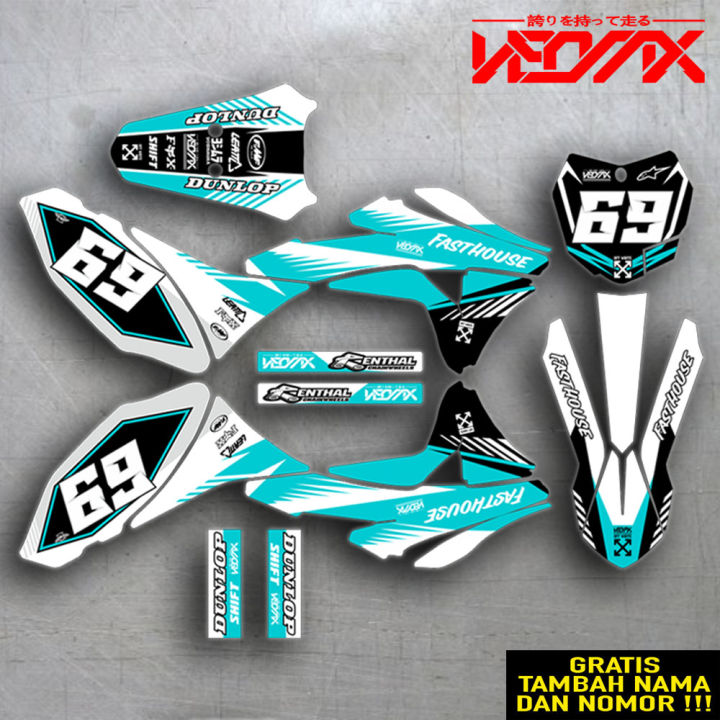 DECAL KLX GORDON FULL BODY PUTIH TOSCA BISA CUSTOM NOMOR DAN NAMA ...