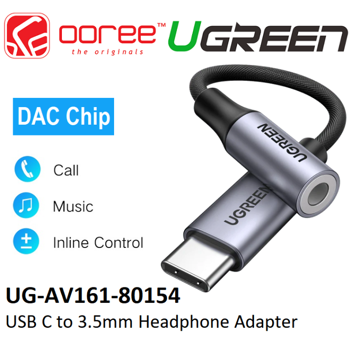 UGREEN AV142 / AV161 (WITH DCP) USB-C MALE TO 3.5MM FEMALE AUDIO JACK ...