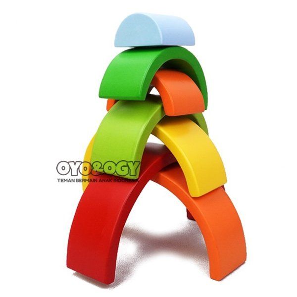 Mainan Kayu Montessori Anak Edukasi Balok Susun Pelangi Rainbow Block ...