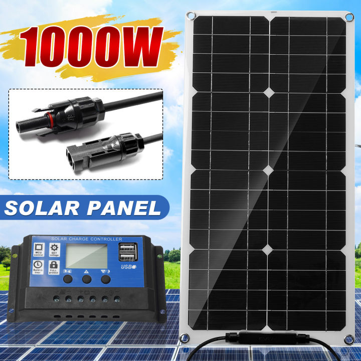 12V 1000W Portable Solar Panel Trickle Battery Charger For Car Van Boat ...