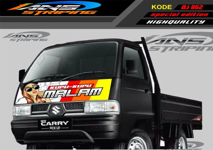 STIKER KAP DEPAN KUPU KUPU MALAM MOBIL L300 / STIKER KABIN DEPAN MOBIL ...