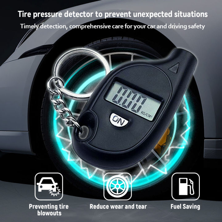 Mini Car Tire Pressure Gauge Digital LCD Display Mini Keychain Car Tire ...