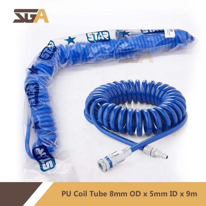 8mm OD x 5mm ID x 9m ( Blue ) PU Spring Coil Tube High Pressure Hose ...