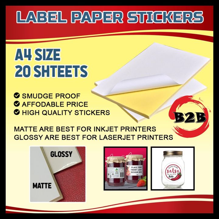 Label Sticker Paper A4 150GSM (Glossy / Matte) 20 Sheets Pack | Lazada PH