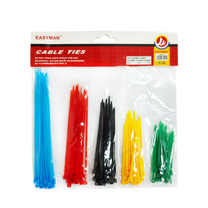 Colored nylon Cable Ties SET 3x60mm,3x80mm,3x100mm,3x150mm (100pcs ...