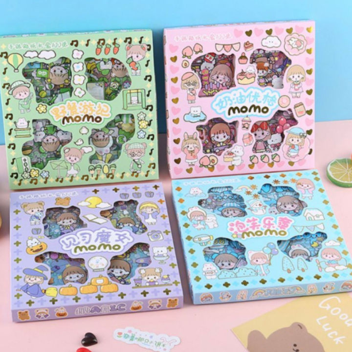 Stiker 2D 100 Lembar Sticker Momo Kartun Korea Lucu Anti Air | Lazada ...