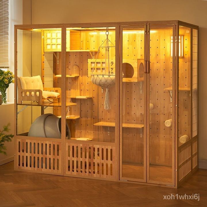 Large Cat Villa Home Indoor Solid Wood Panoramic Cat Cage Super Large