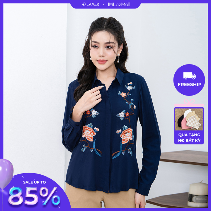 Áo sơ mi thêu nẹp dấu khuy LAMER L61H23Q060 | Lazada.vn