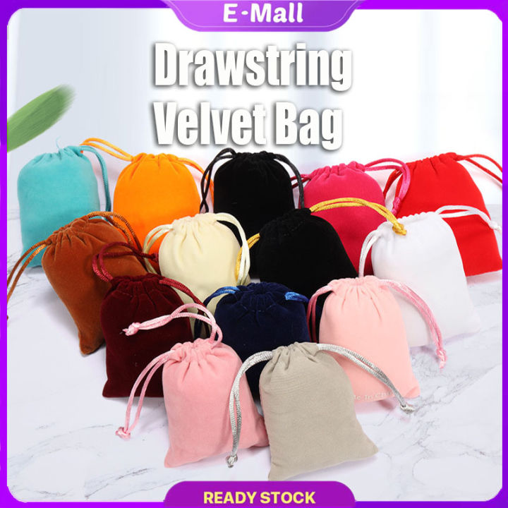 E MALL Drawstring Velvet Bag Lucky Storage Beam Mouth Small Cloth Packaging Pouch Pendulum Bag ...