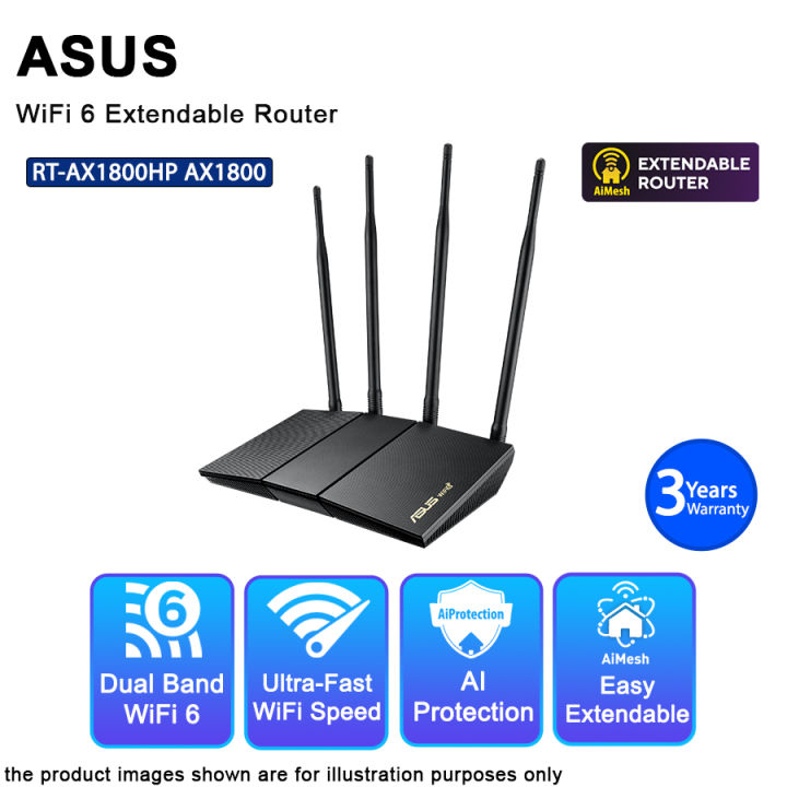 ASUS RT-AX1800HP AX1800 Dual Band WiFi 6 Extendable Router ...