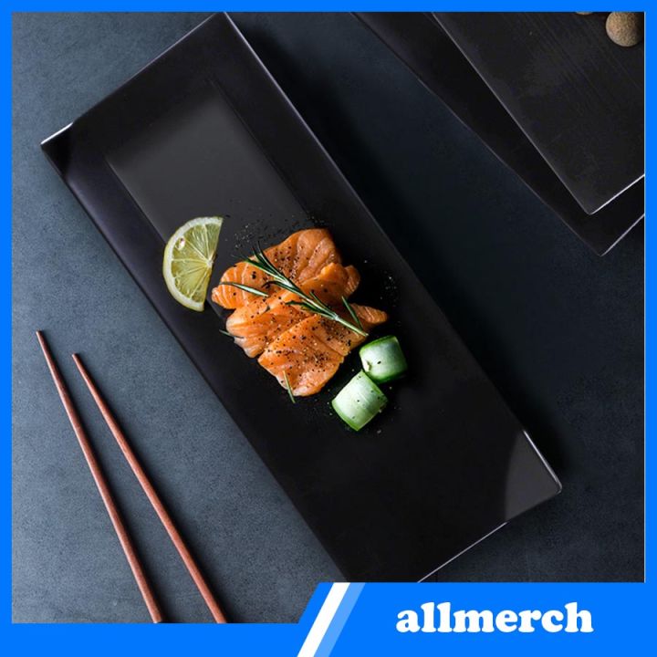 Japanese Restaurant Black Rectangular Sushi Serving Plate Square Custom ...