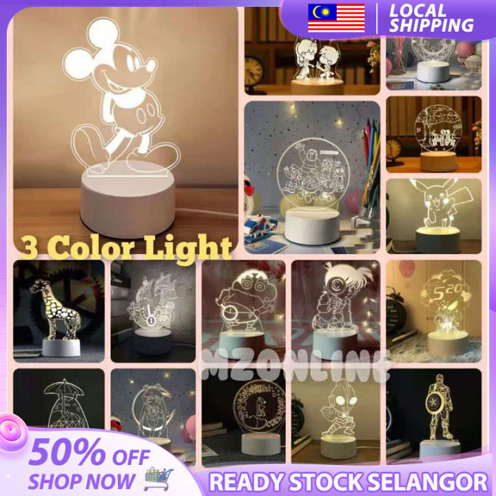 Lampu Meja 3D USB Creative Light LED Display Lamp Acrylic Night Light ...