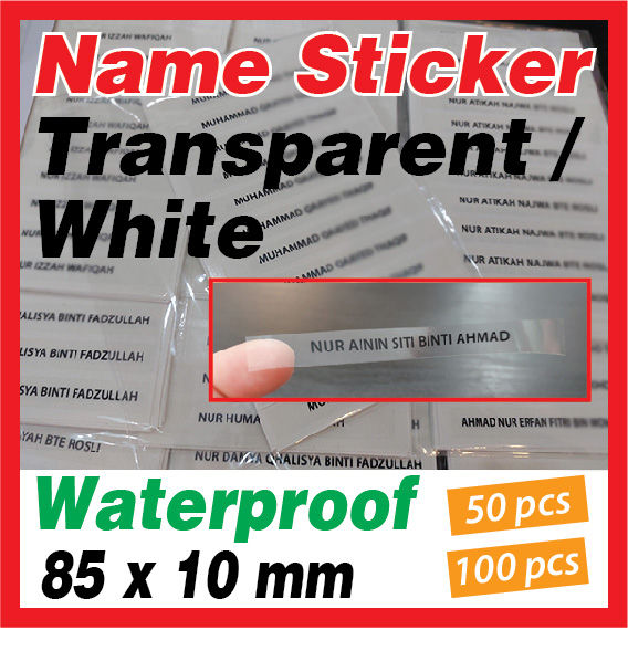 Sticker label Name -100pcs(transparent/white base) | Lazada