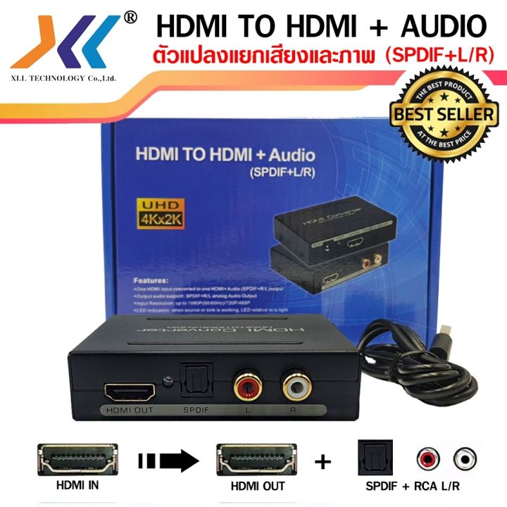 ตัวแปลงแยกเสียงและภาพHDMI to HDMI +Audio & Optical SPDIF + RCA L/R | Lazada.co.th