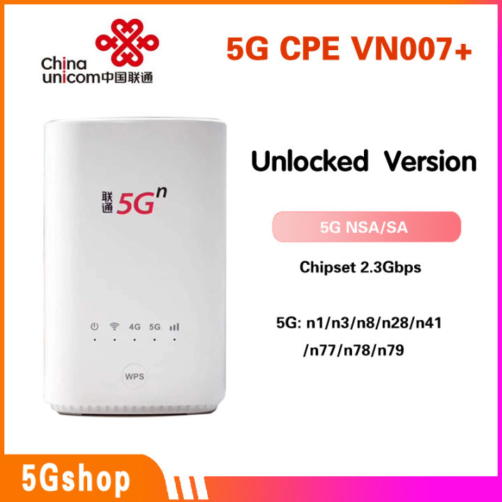 NEW Unlock China Unicom VN007+ 5G CPE Wireless Router Modem 2.3Gbps Mesh wifi SIM Card NSA/SA NR ...