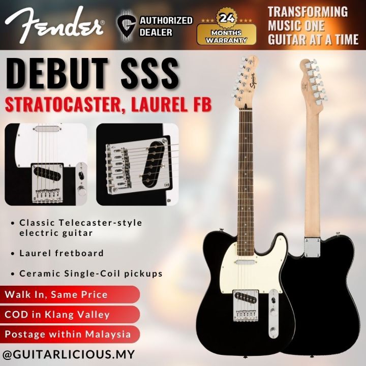 Squier Debut Series SSS Telecaster Electric Guitar, Laurel FB - Black | Lazada