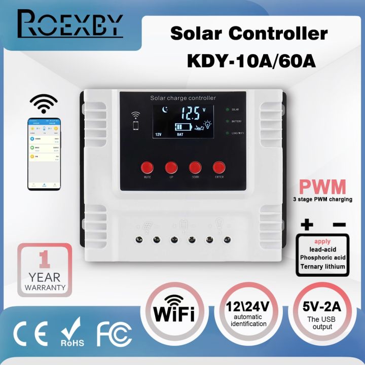 Smart Solar Charge Controller With Wifi App Control For 12v24v48v 10a 1823