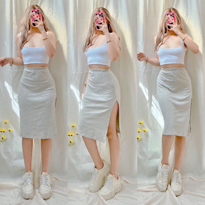 COD | KNITTED SKIRT WITH SLIT | Lazada PH