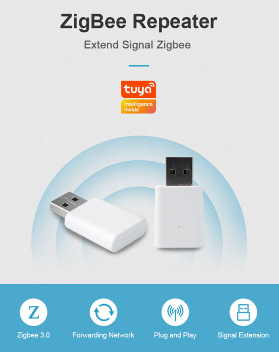 Tuya Usb Smart Zigbee Signal Repeater Zigbee Extender For Zigbee Sensors Expand 20 30m